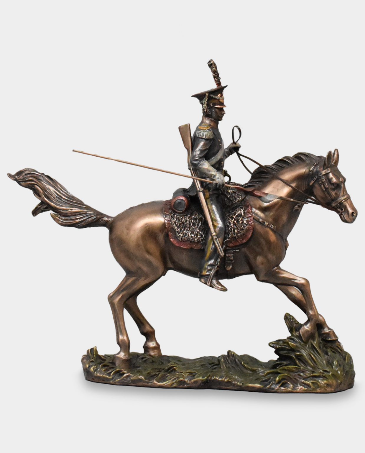 Polish Uhlan on Horse Sculpture - bronze-sculpture-art.com